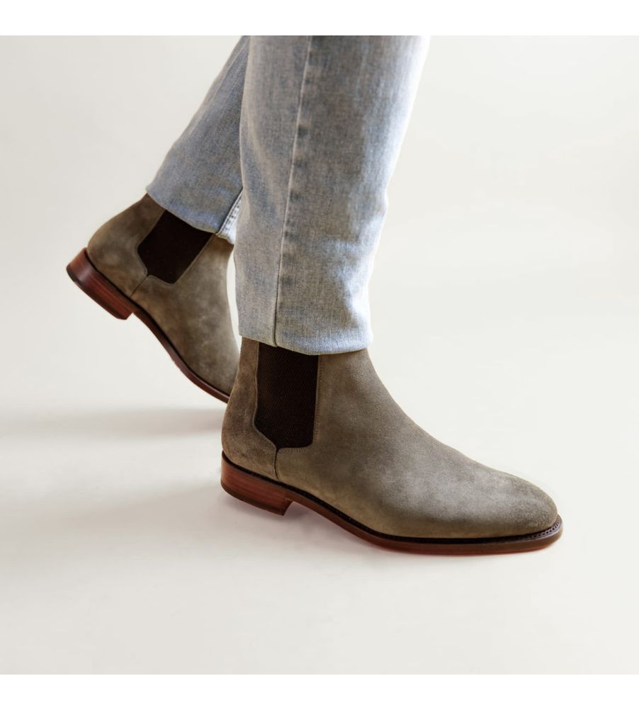 Chelsea boot Dandy Suede leather Khaki Jean-Baptiste Rautureau for men ...